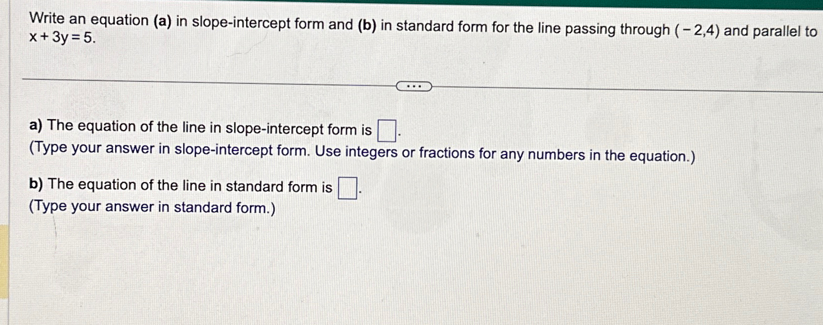 Solved Write an equation (a) ﻿in slope-intercept form and | Chegg.com