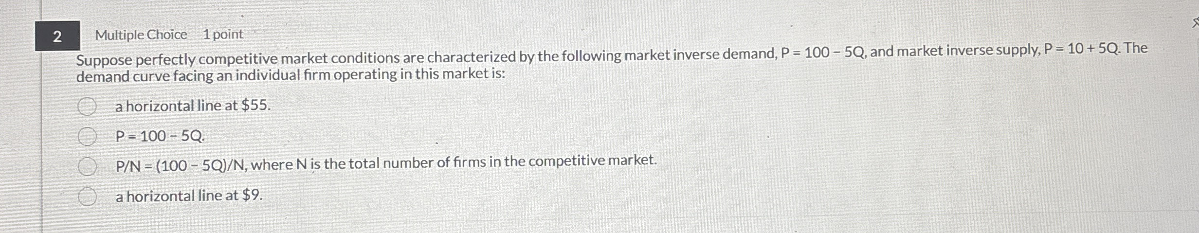 Solved 2Multiple Choice1 ﻿pointSuppose perfectly competitive | Chegg.com