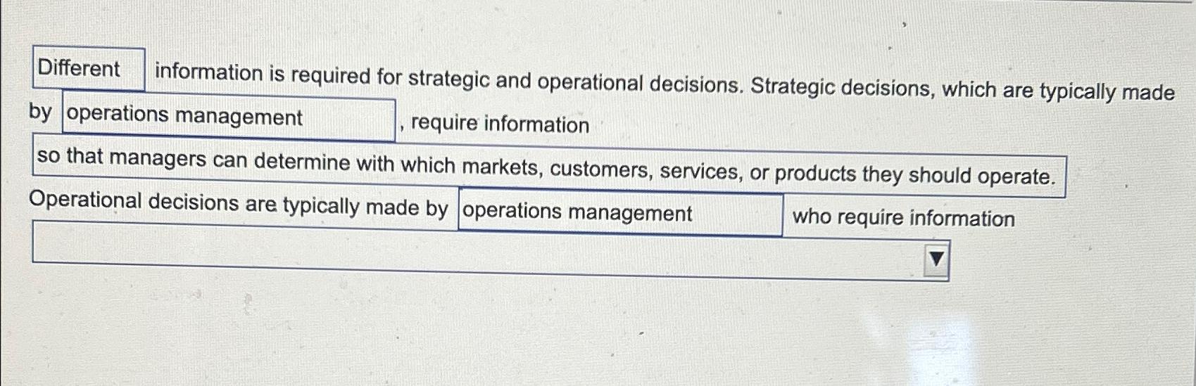Solved Different information is required for strategic and | Chegg.com