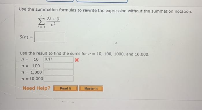 Solved Use the summation formulas to rewrite the expression | Chegg.com
