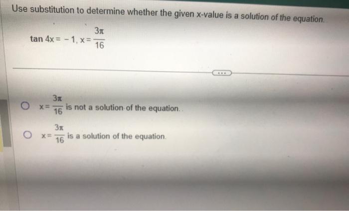 Solved Use substitution to determine whether the given | Chegg.com