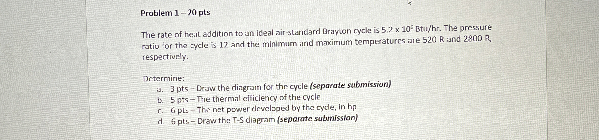 Solved Problem 1-20 ﻿ptsThe rate of heat addition to an | Chegg.com