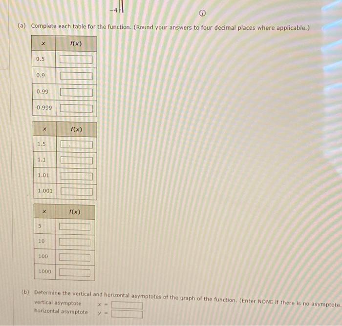 Solved Consider the following. f(x)=x−14x(a) Complete each | Chegg.com
