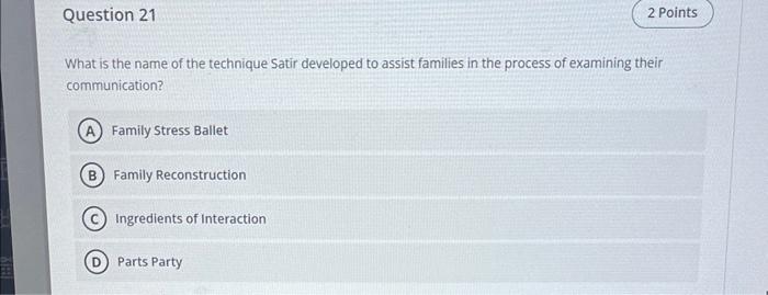 What is the name of the technique Satir developed to | Chegg.com