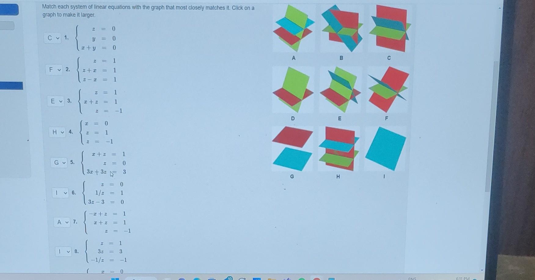 Solved Match each system of linear equations with the graph | Chegg.com
