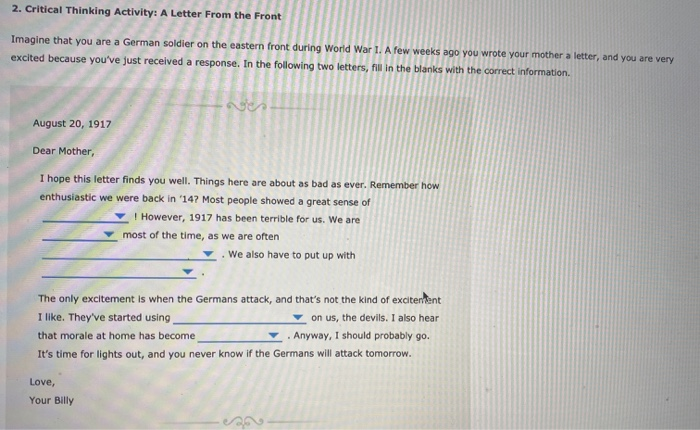2. Critical Thinking Activity: A Letter From the | Chegg.com
