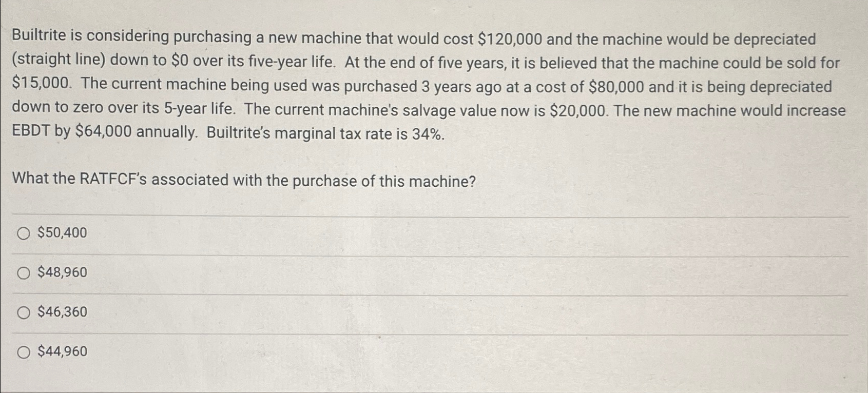 Solved Builtrite is considering purchasing a new machine | Chegg.com