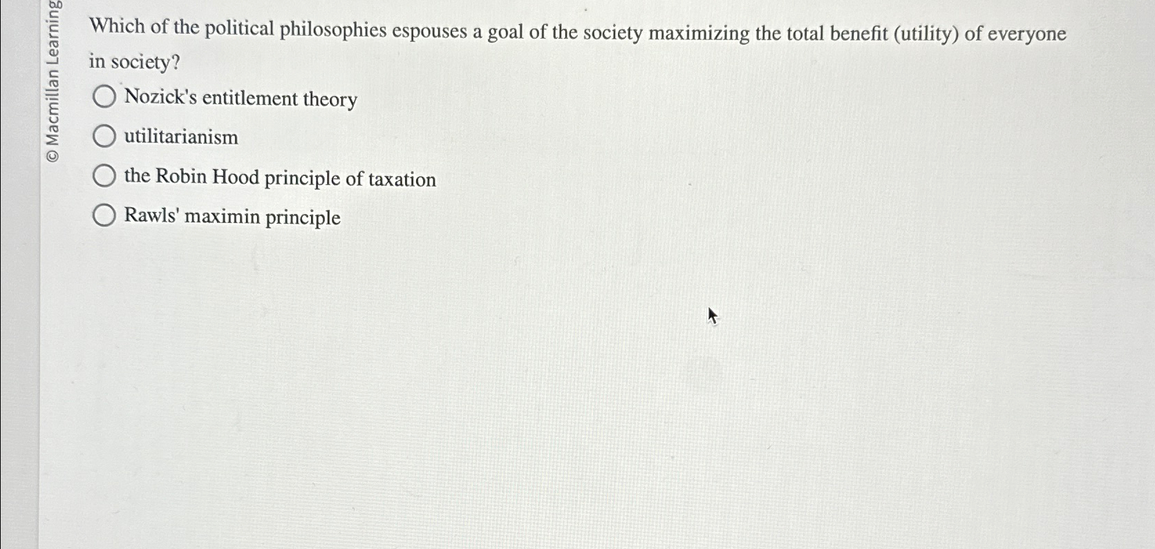 Solved Which of the political philosophies espouses a goal | Chegg.com