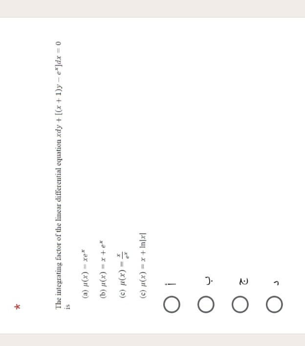 Solved The integrating factor of the linear differential | Chegg.com