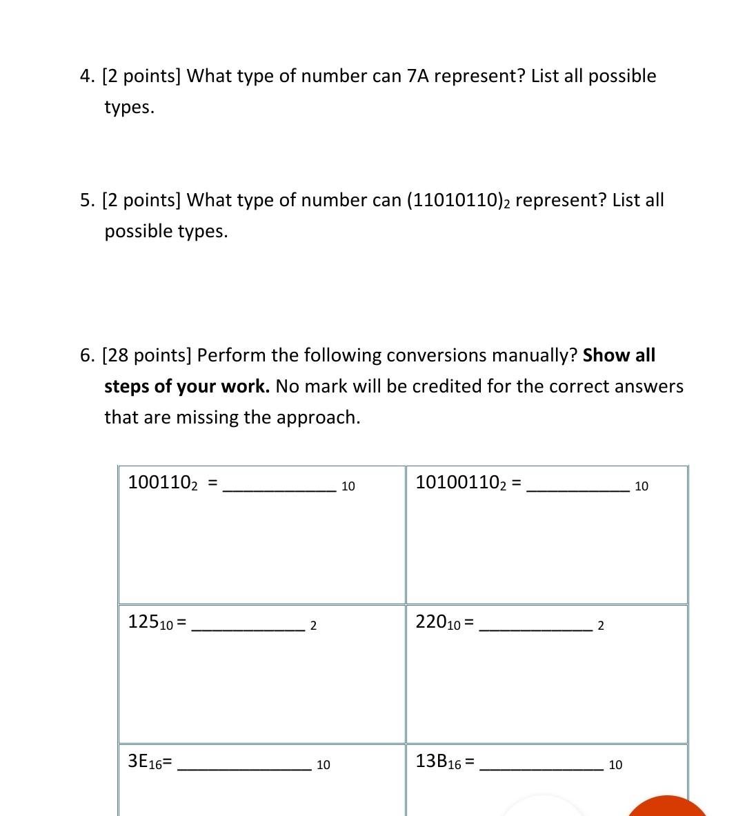 Solved 4. [2 points] What type of number can 7A represent? | Chegg.com