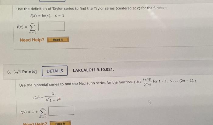 Solved Use the definition of Taylor series to find the | Chegg.com