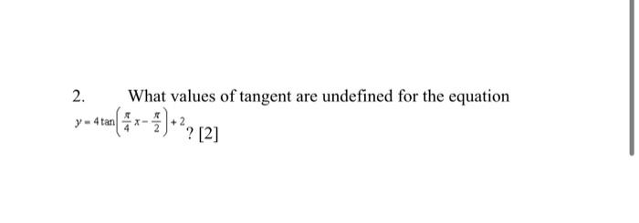 Solved 2. What values of tangent are undefined for the | Chegg.com