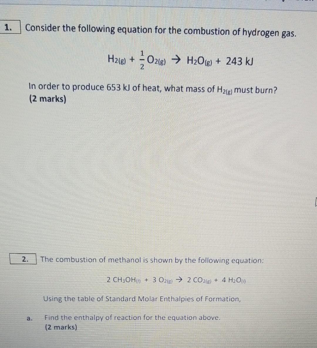 Solved Consider the following equation for the combustion of | Chegg.com
