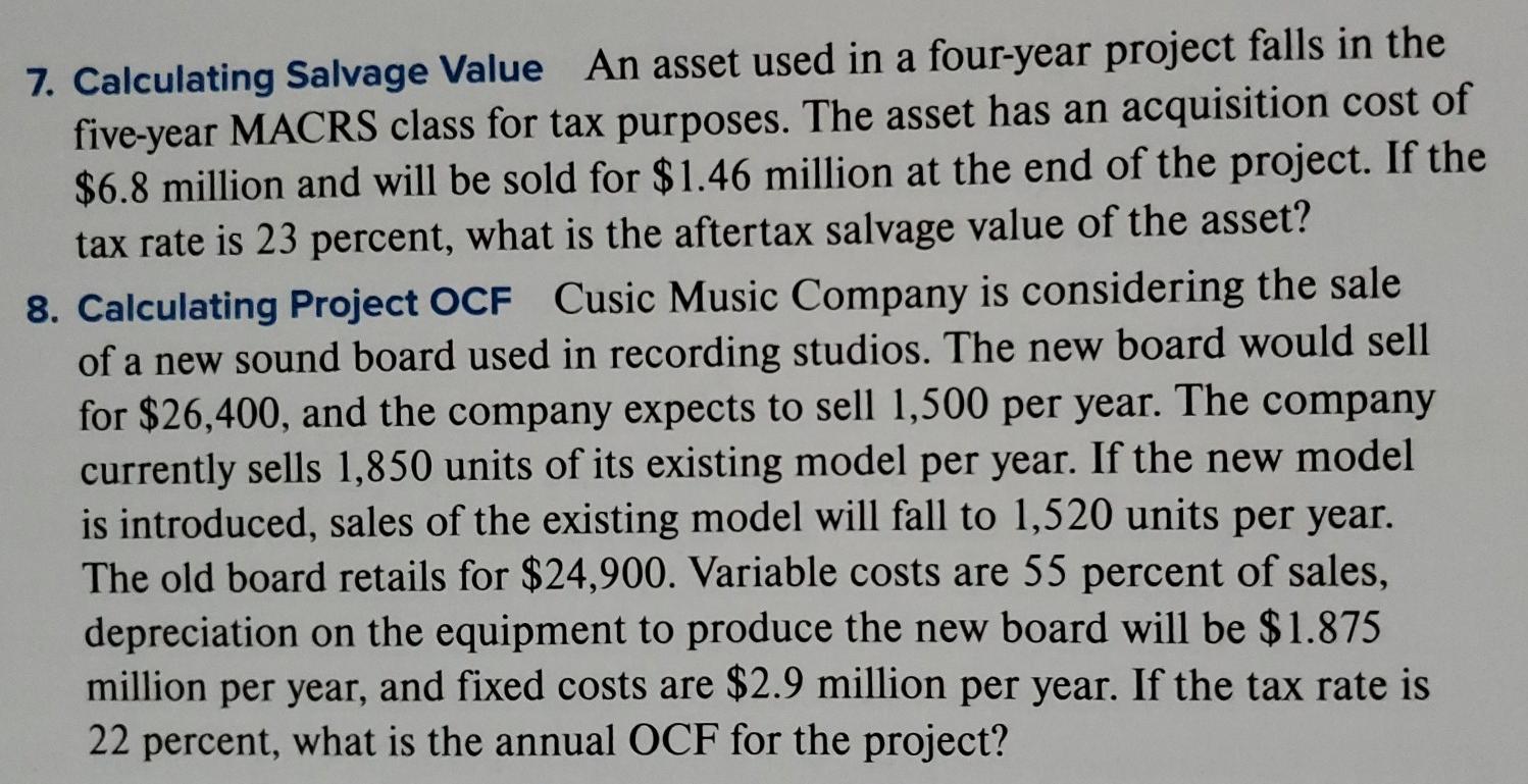 Solved 6. Calculating Salvage Value Consider an asset that | Chegg.com