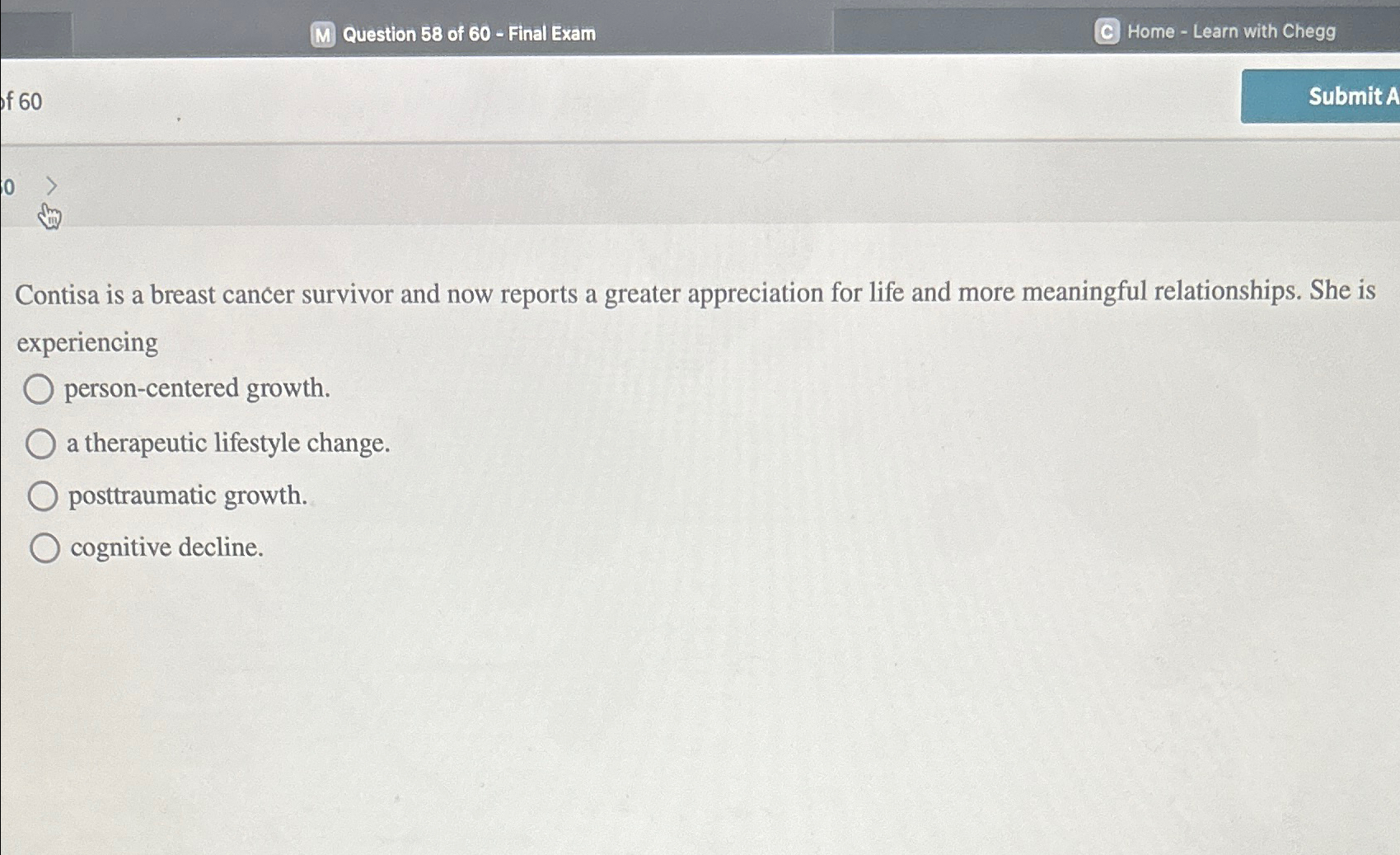 Solved Question 58 ﻿of 60 - ﻿Final ExamHome - ﻿Learn with | Chegg.com