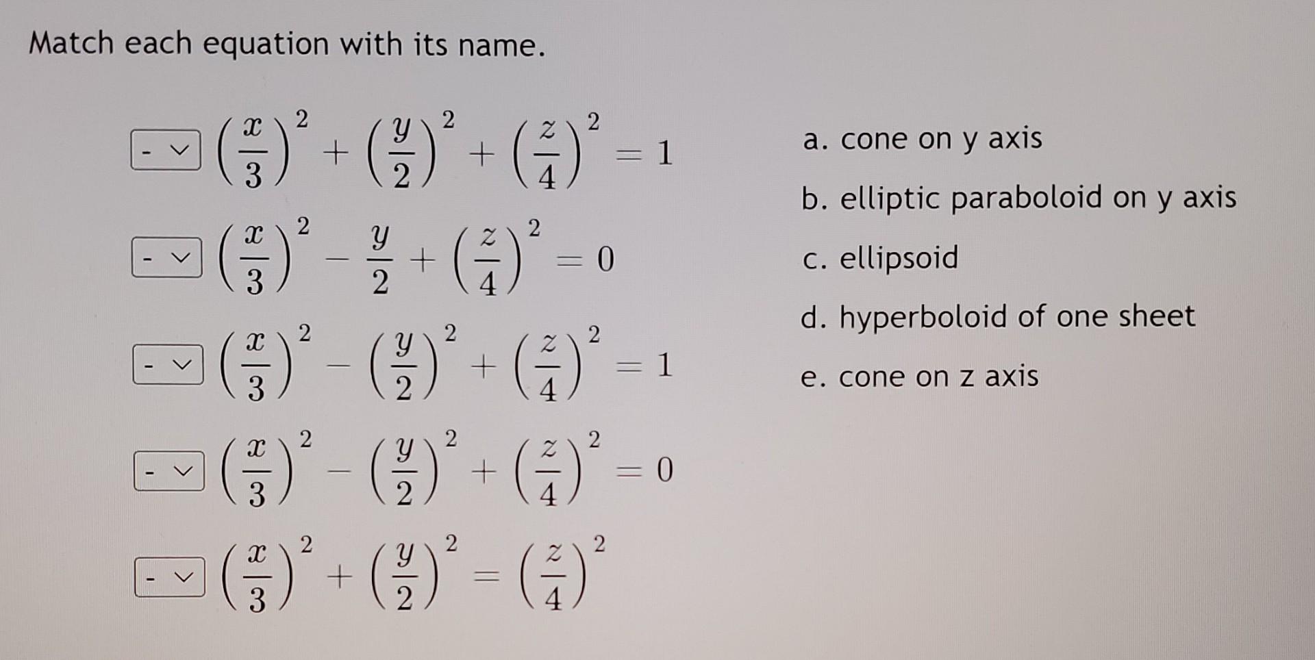 Solved Match each equation with its name. | Chegg.com