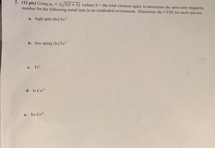 Solved 3. (4 pts) Dr. Wicker reacted hit cationic ligand | Chegg.com