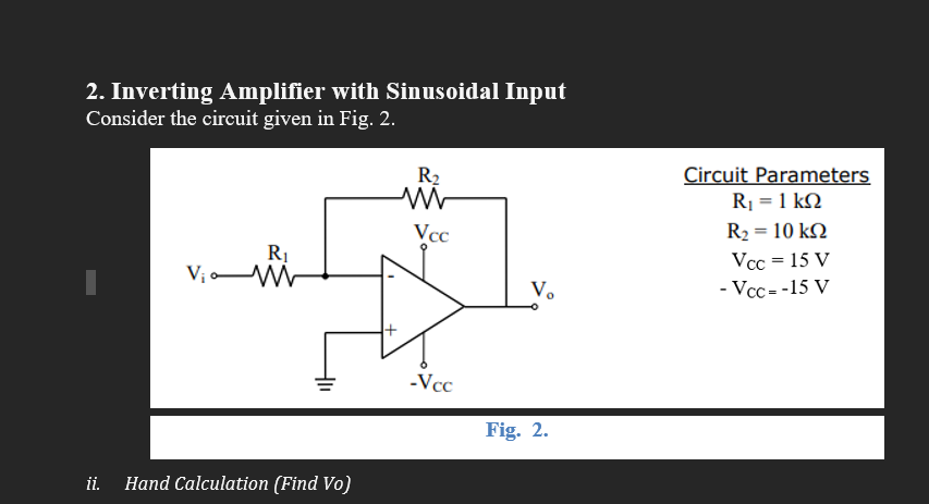 Solved Inverting Amplifier with Sinusoidal InputConsider the | Chegg.com