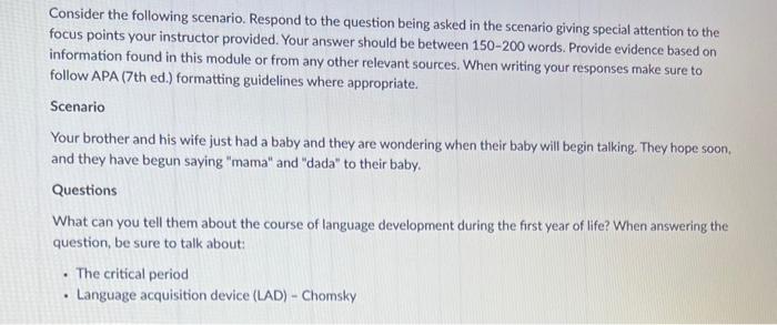 Solved Consider the following scenario. Respond to the | Chegg.com