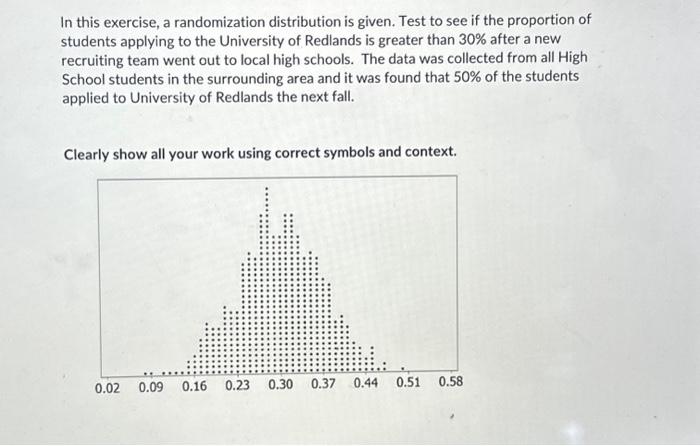 Solved In this exercise, a randomization distribution is | Chegg.com