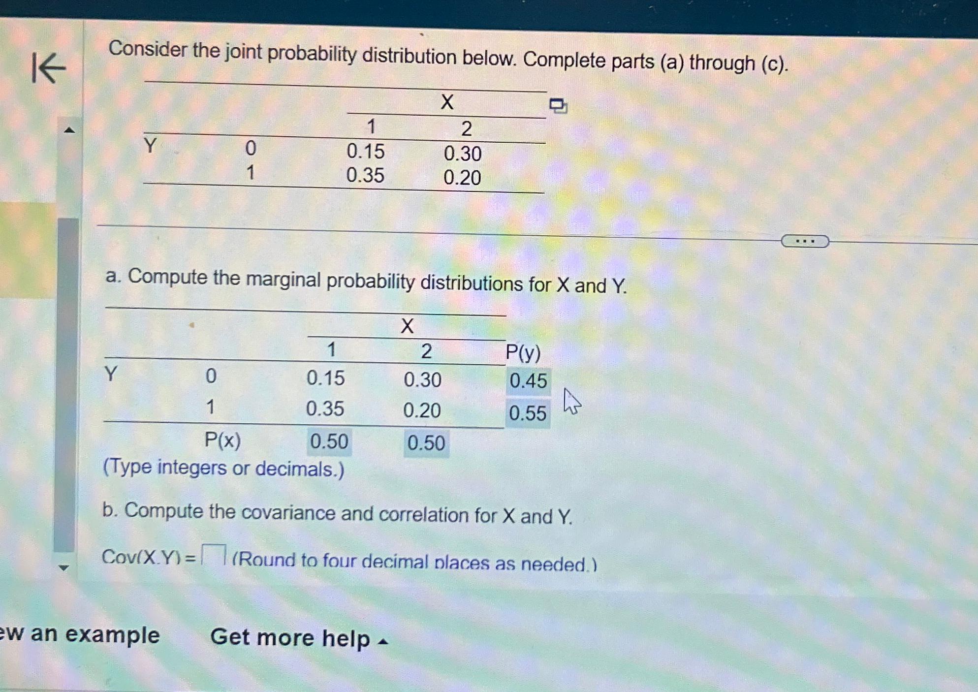 Consider the joint probability distribution below. | Chegg.com