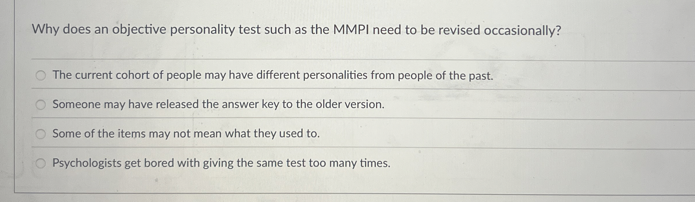 Solved Why does an objective personality test such as the | Chegg.com