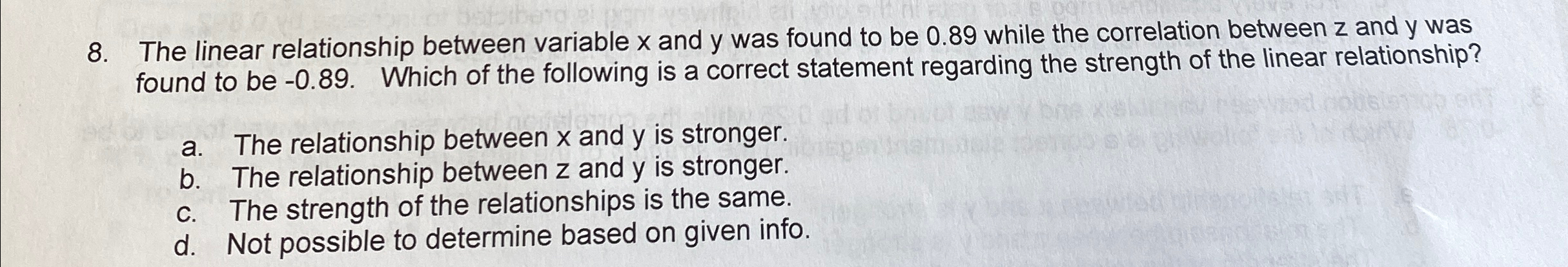Solved The linear relationship between variable x ﻿and y | Chegg.com