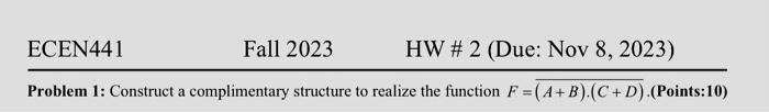 Solved Problem 1: Construct a complimentary structure to | Chegg.com