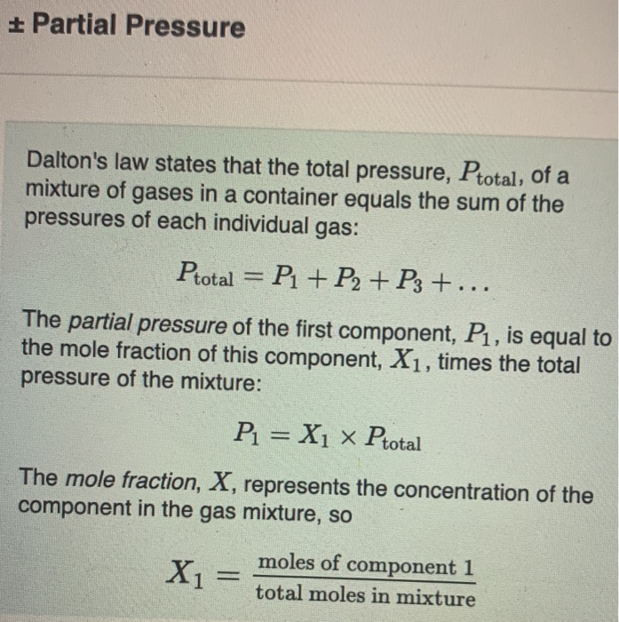 Solved Partial Pressure Dalton s Law States That The Total Chegg Solved Partial Pressure Dalton s Law States That The Total Chegg