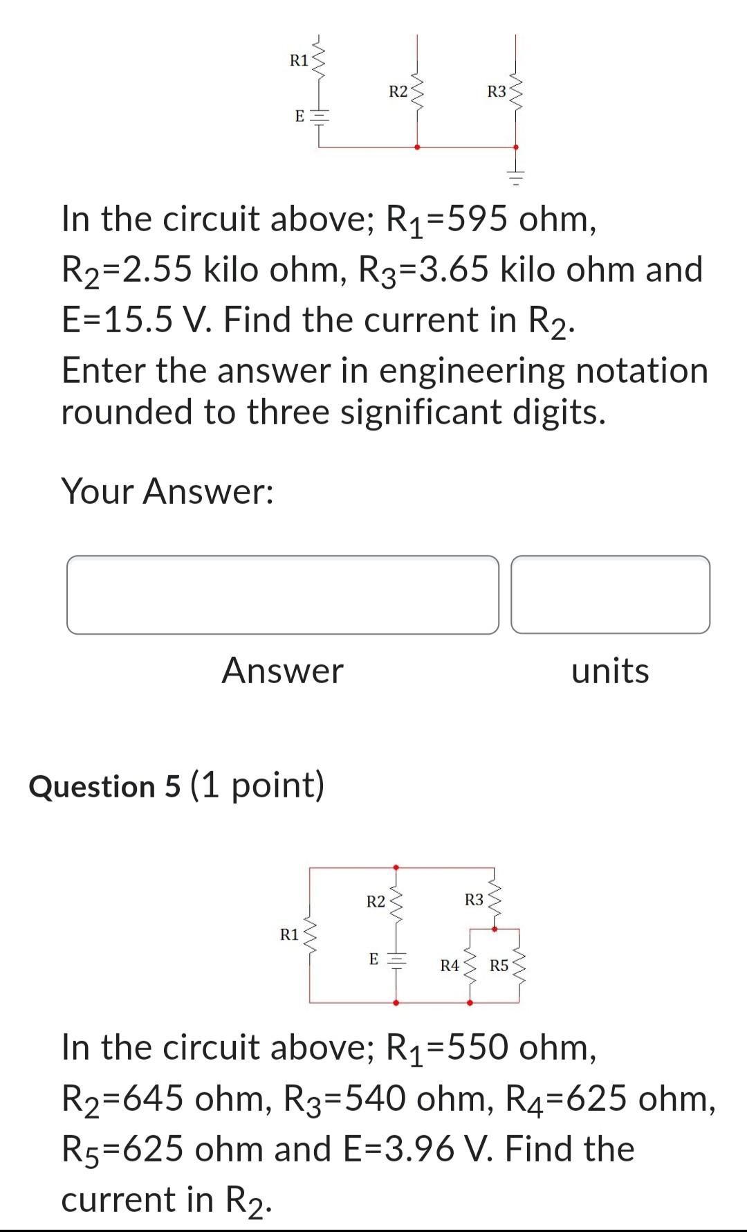 Solved In the circuit above; R1=595 ohm, R2=2.55 kilo ohm, | Chegg.com