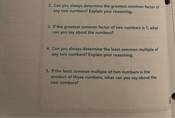 Solved 2. Can you always determine the greatest common | Chegg.com