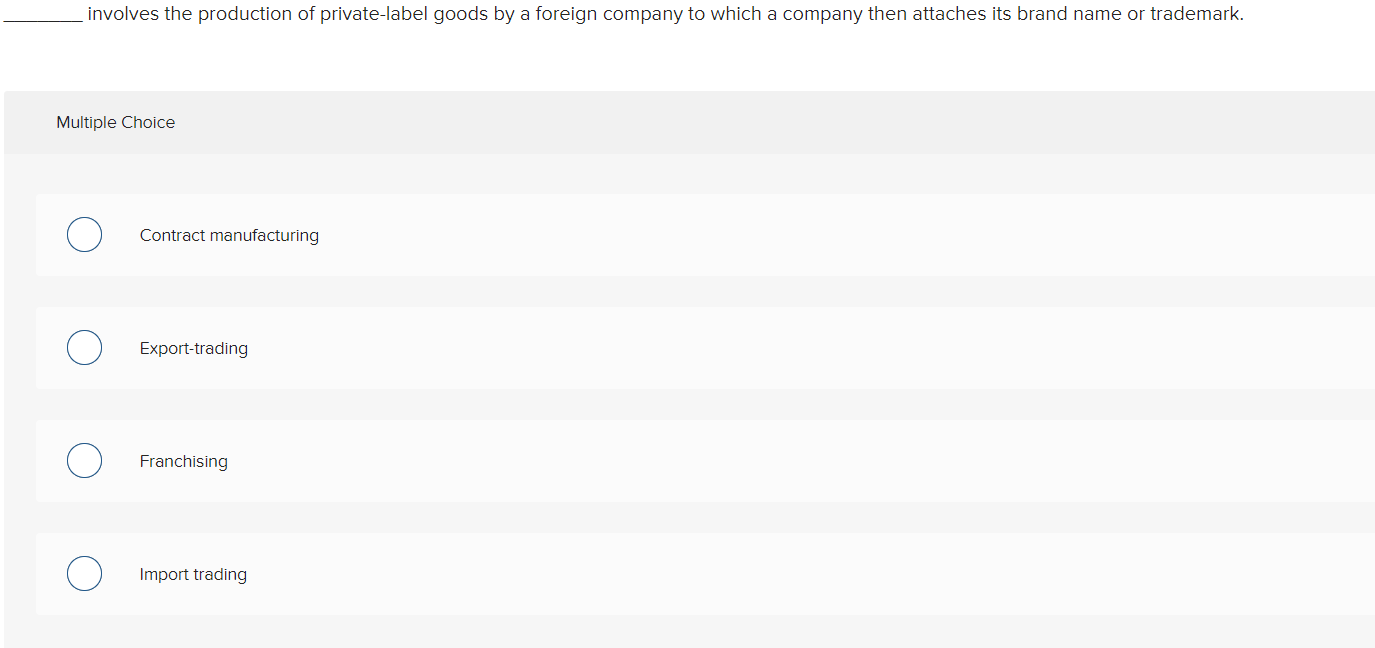 Solved involves the production of private-label goods by a | Chegg.com