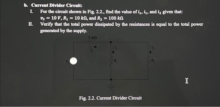 Solved Current Divider Cirenit: I. For the circuit shown in | Chegg.com