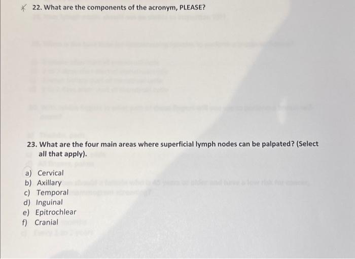 Solved 22. What are the components of the acronym, PLEASE? | Chegg.com