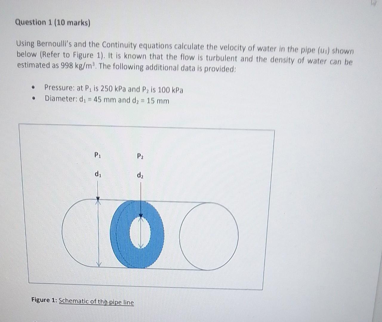 Solved Using Bernoulli's and the Continuity equations | Chegg.com