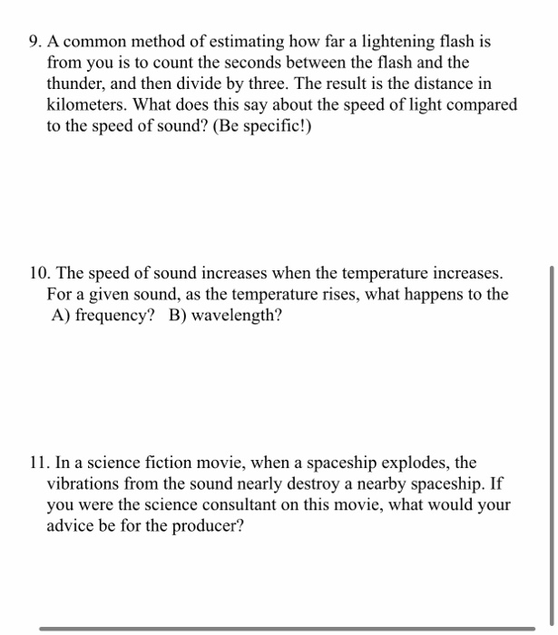 Solved 9. A common method of estimating how far a lightening | Chegg.com