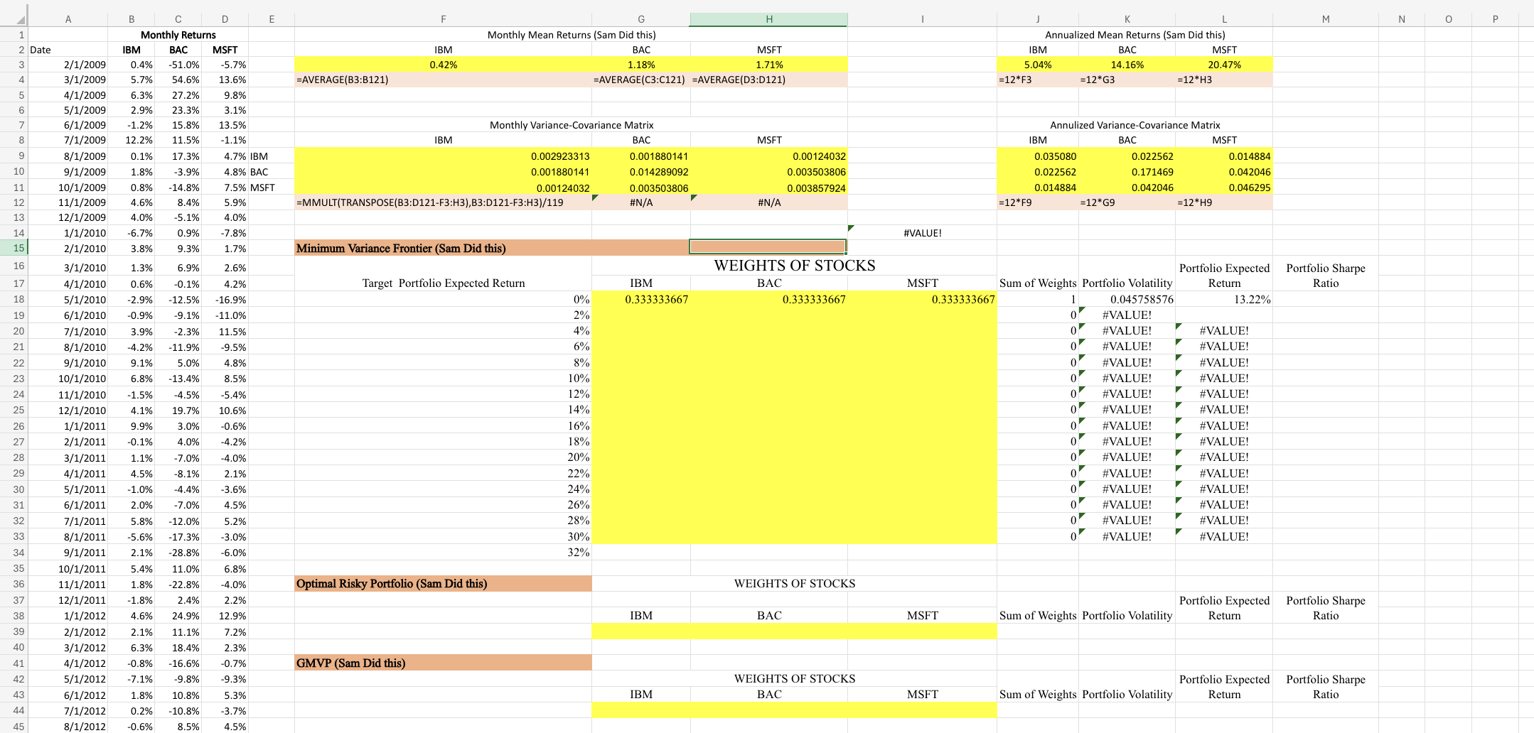 Q3. ﻿Use the monthly return data for IBM, BAC, and | Chegg.com
