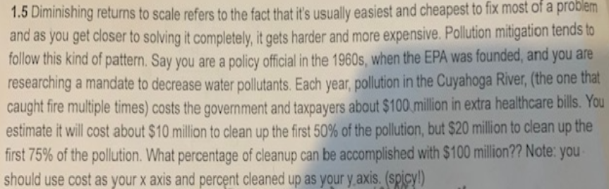 Solved 1.5 ﻿Diminishing returns to scale refers to the fact | Chegg.com
