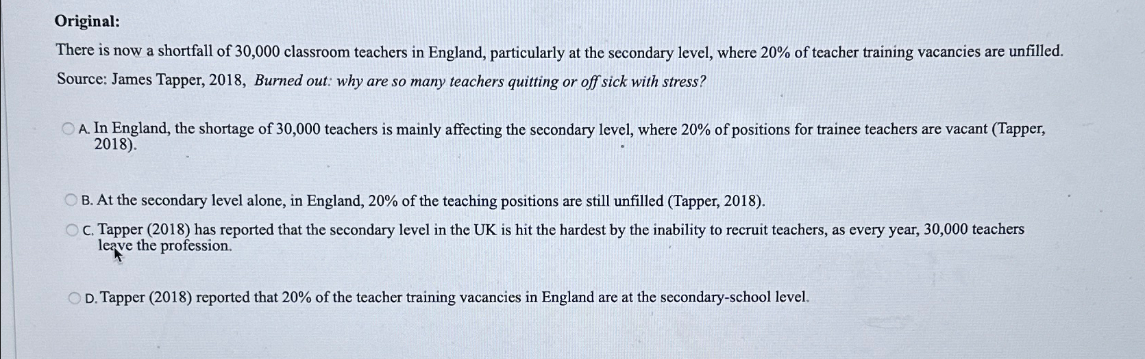 Solved Original:There is now a shortfall of 30,000 | Chegg.com