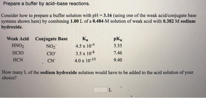 Solved Prepare a buffer by acid-base reactions. Consider how | Chegg.com