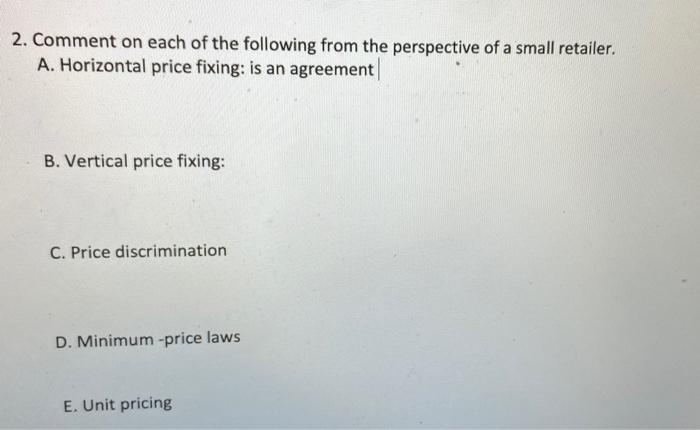 Solved 2. Comment on each of the following from the | Chegg.com