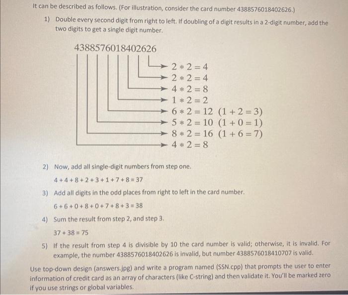 Solved (SSN.cpp) Credit card numbers follow certain | Chegg.com