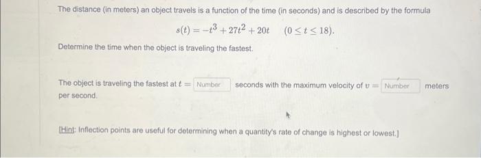 Solved The distance (in meters) an object travels is a | Chegg.com