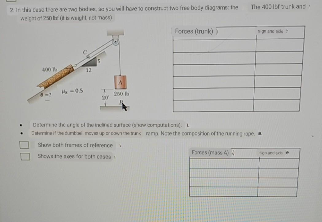 Solved 2. In this case there are two bodies, so you will | Chegg.com
