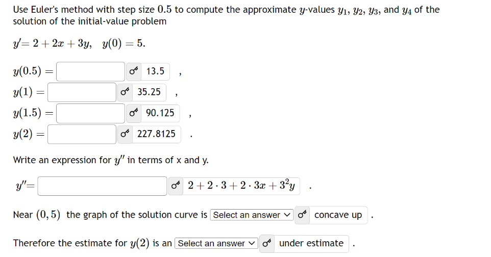Solved Use Euler's method with step size 0.5 ﻿to compute the | Chegg.com