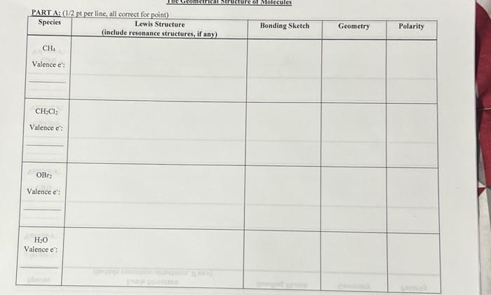 Solved PART A: (1/2 pt per line, all correct for point) | Chegg.com
