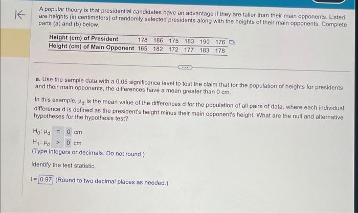 Solved The formula for the test statistic, t, for dependent | Chegg.com