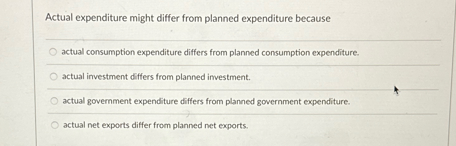 Solved Actual expenditure might differ from planned | Chegg.com