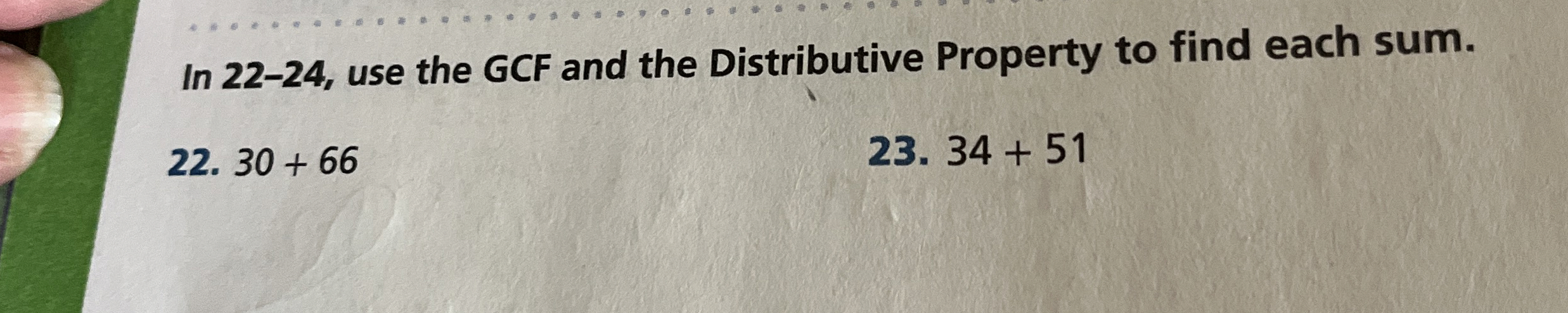 Solved In 22-24, ﻿use the GCF and the Distributive Property | Chegg.com