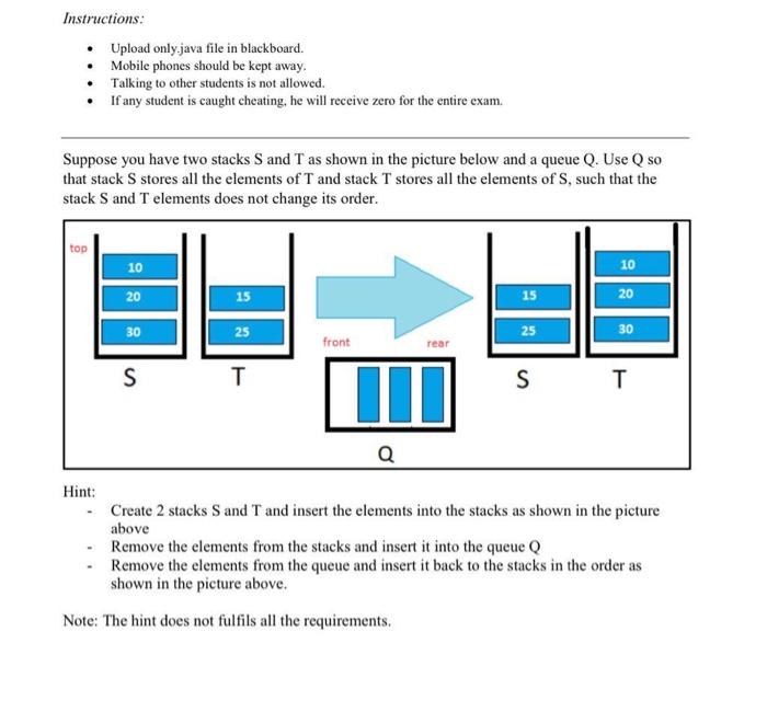 Solved Instructions: - Upload only.java file in blackboard. | Chegg.com